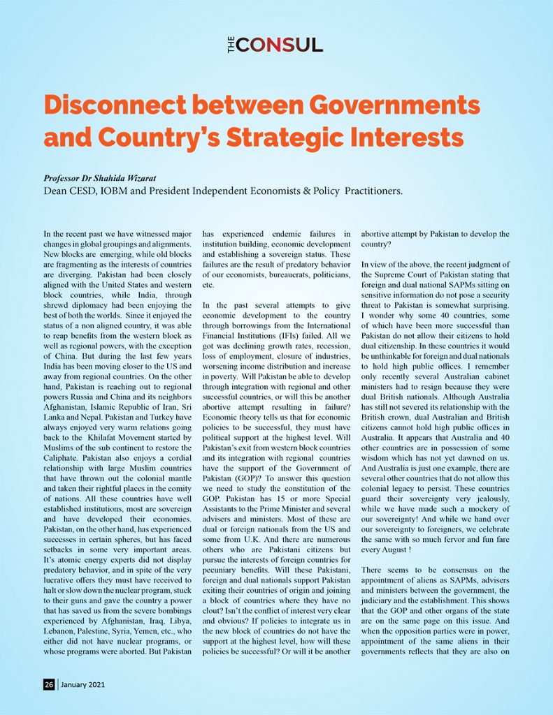 Disconnect between Governments and Country’s Strategic Interests ...
